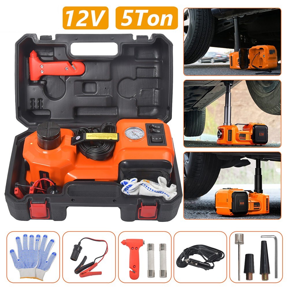 5Ton 12V Car Electric Hydraulic Floor Jack Lift Inflator Pump with ...