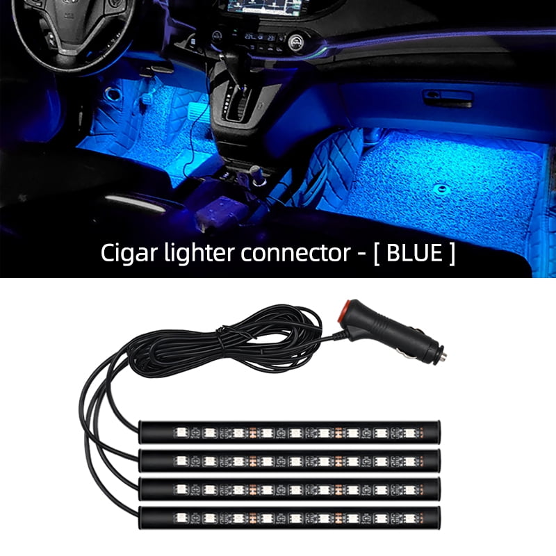 5V/12V Car Interior Backlight Ambient Mood Foot Light with Cigarette Lighter USB Decorative ...