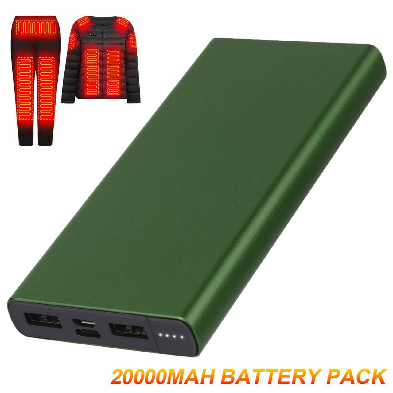 5V 2.1A Battery Pack 20000mAh Power Bank with Dual USB Port Heated ...