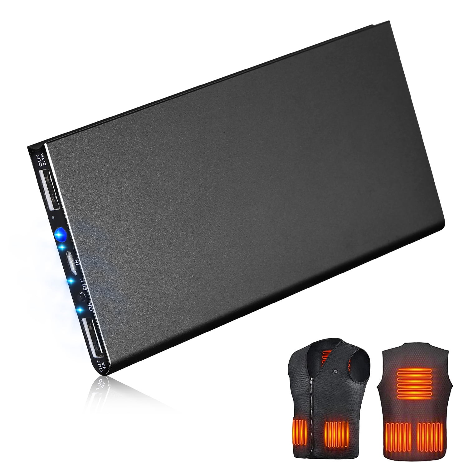 5V 2.1A Power Bank for Heated Vest Jacket 20000mAh Slim Lightweight ...