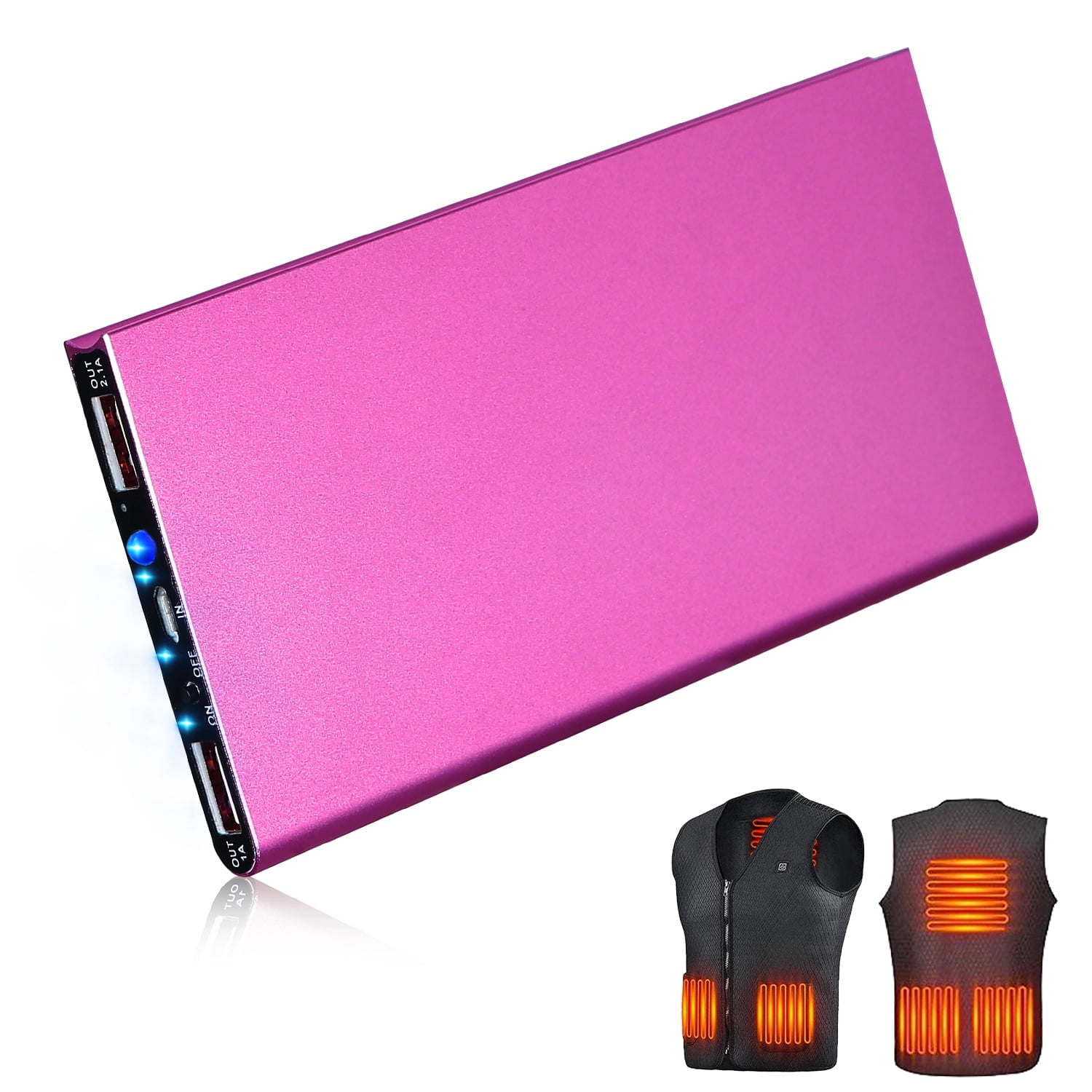 5V 2.1A Power Bank for Heated Vest Jacket 20000mAh Slim Lightweight ...