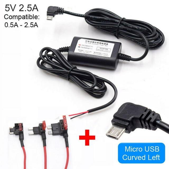 5V 2.5A Mini Micro Type C USB Car Dash Camera Charger Adapter Hard Wire ...
