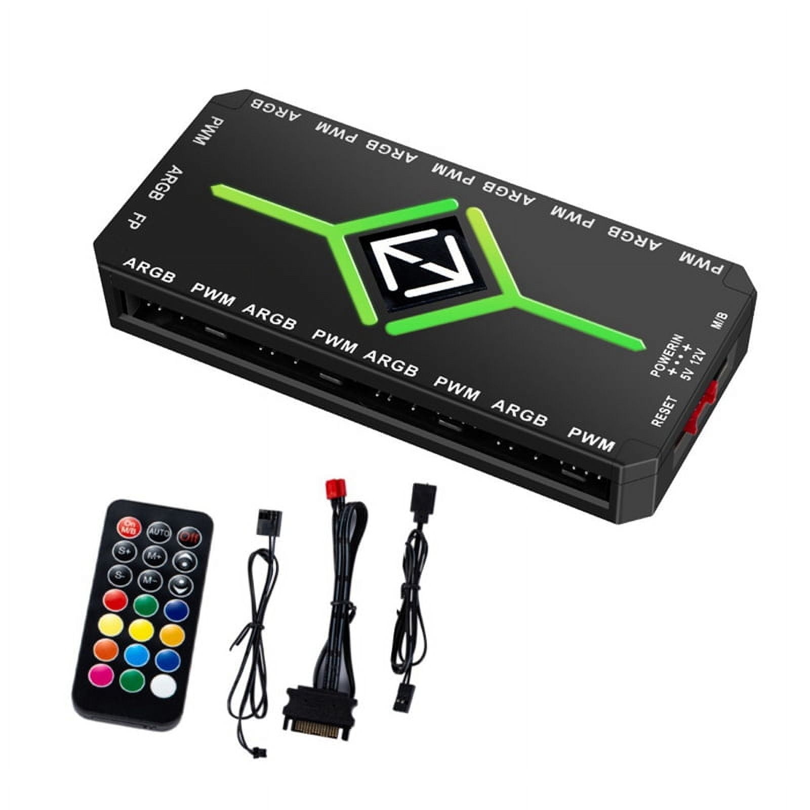5V 3 Pin ARGB Controller Cooling 4 Pin PWM Fan Hub PWM ARGB Fan Hub for ...