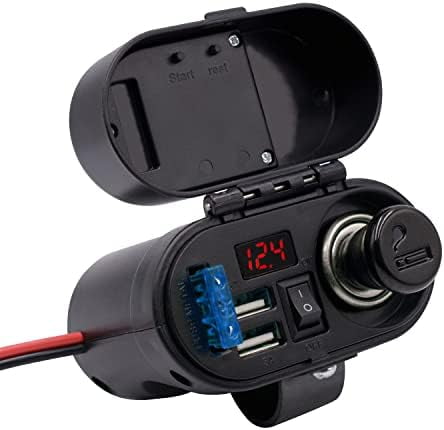 5V/3A Dual USB Charger Socket Waterproof Motorcycle Handlebar & Rear ...