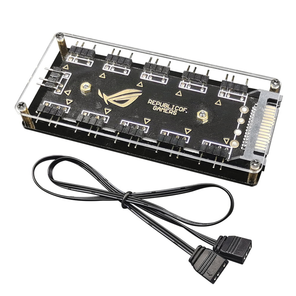 5V 3Pin ARGB Fan Hub Compatible for ASUS AURA SYNC RGB, 10 Hub Splitter ...