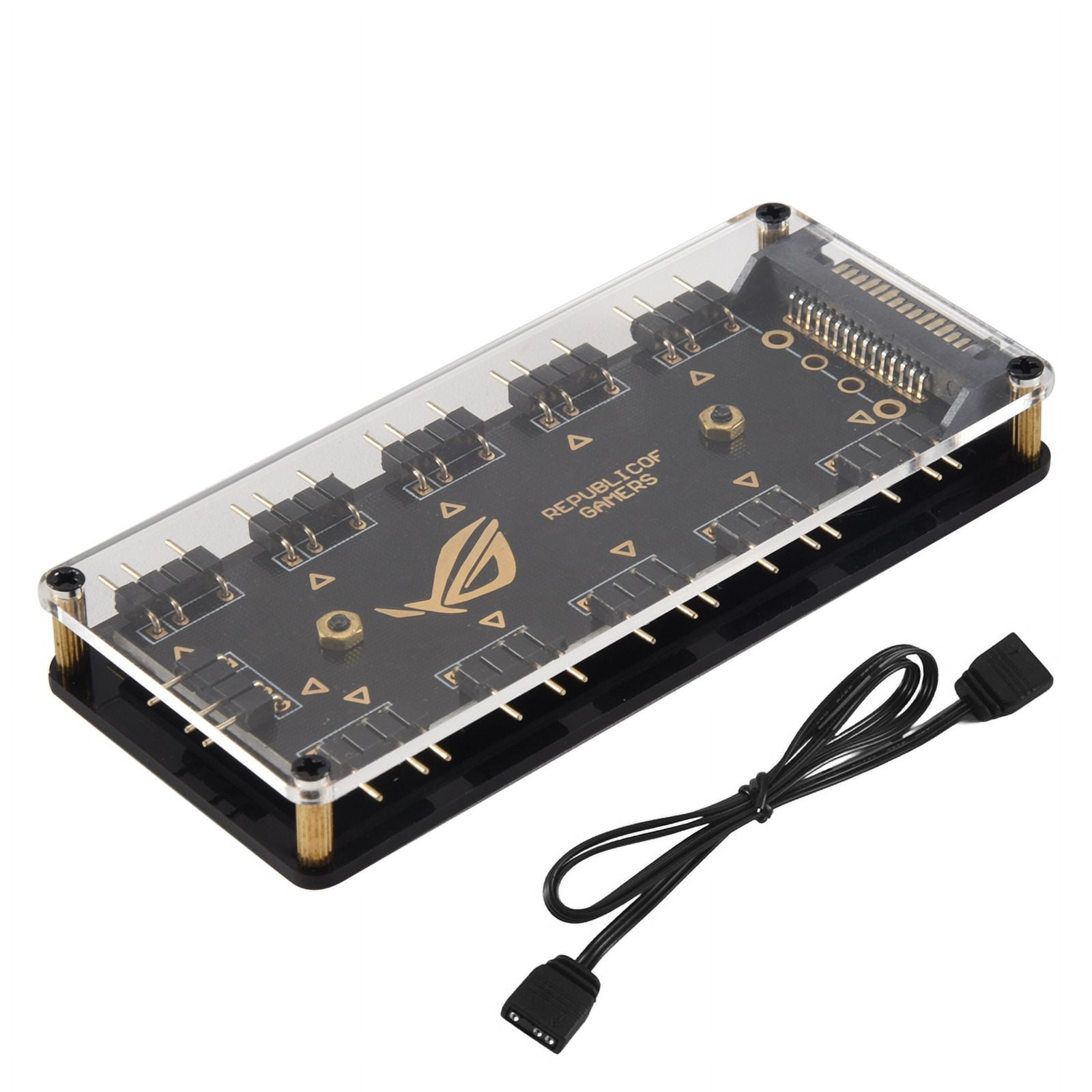 5V 3Pin RGB LED Splitter 10-Port Hub with 50CM 3Pin Extension Cord ...