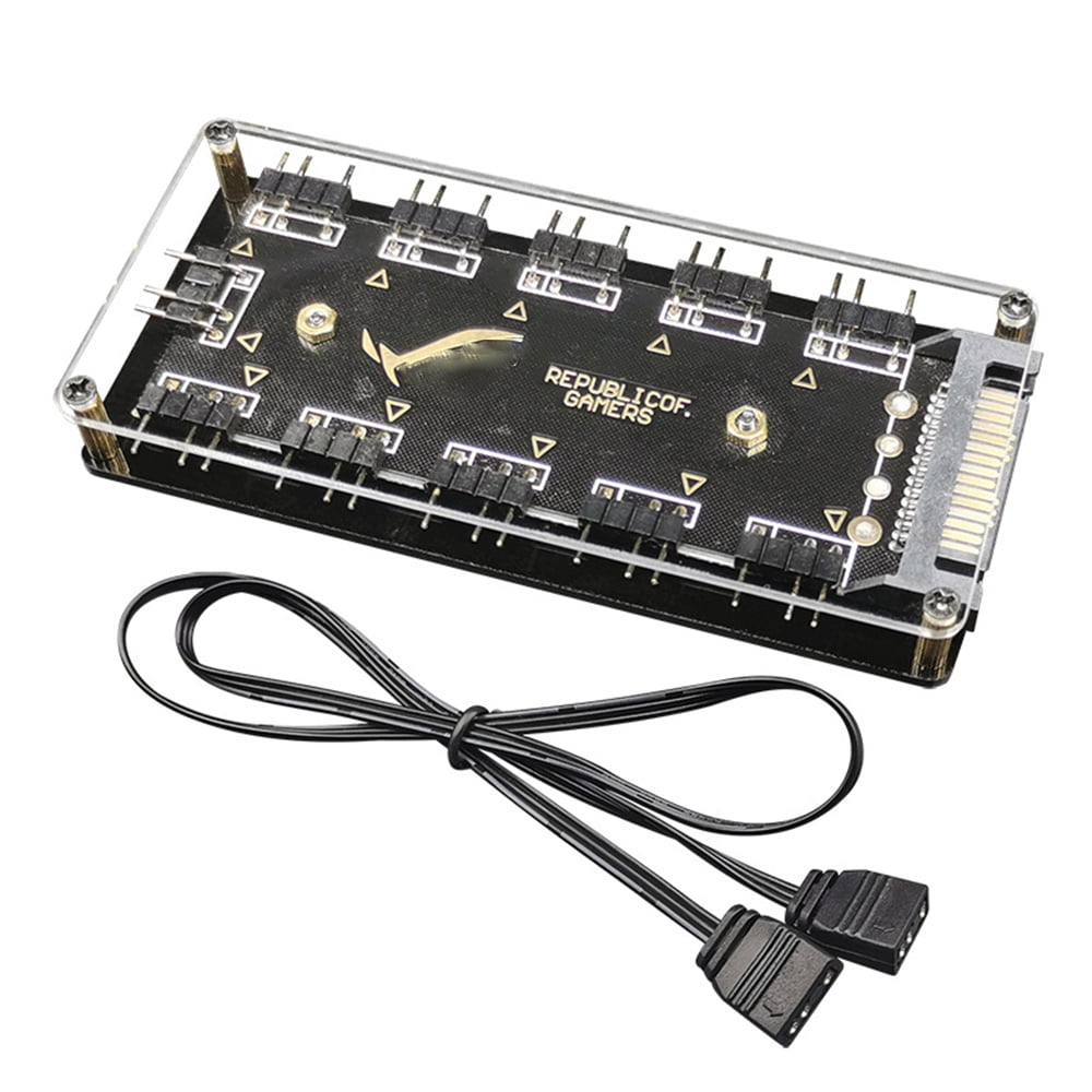 5V 3pin RGB 10 Hub Splitter 50cm SATA Power 3pin ARGB Adapter RGB Fan ...
