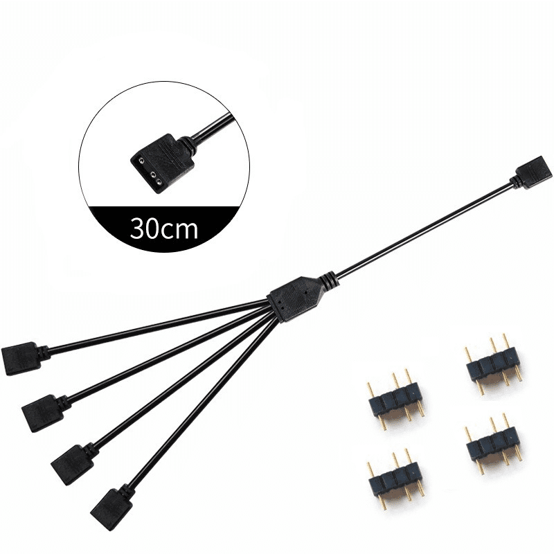 5V ARGB 1to1 Computer Motherboard RGB Split Synchronous Cable 12V 4-pin ...