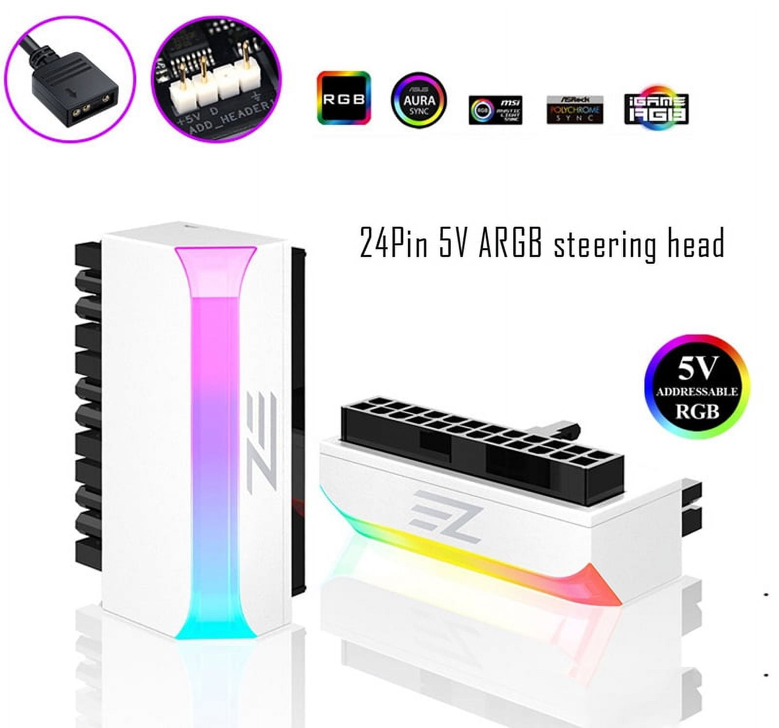 5V ARGB Synchronous Computer Motherboard ATX Power Supply 24Pin Turn 90 ...