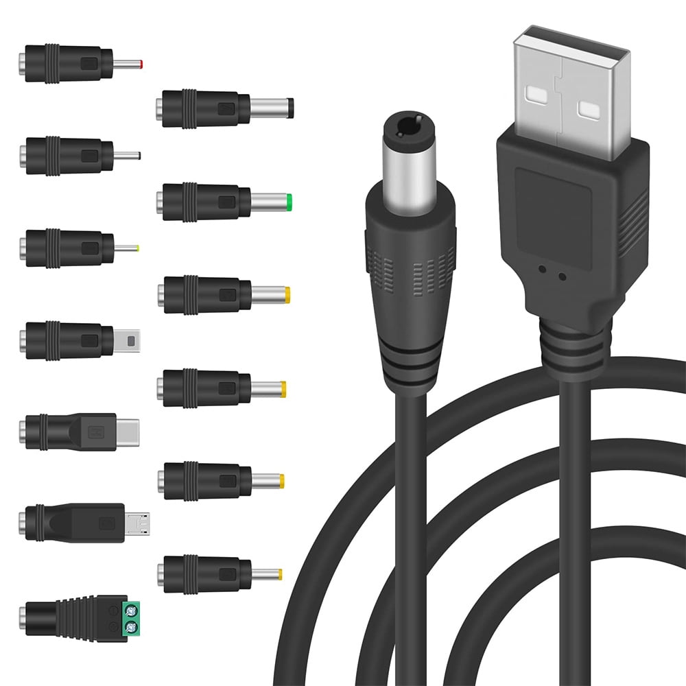 5V DC 5.5 2.1mm Jack Charging Cable Power Cord, USB to with 13 ...