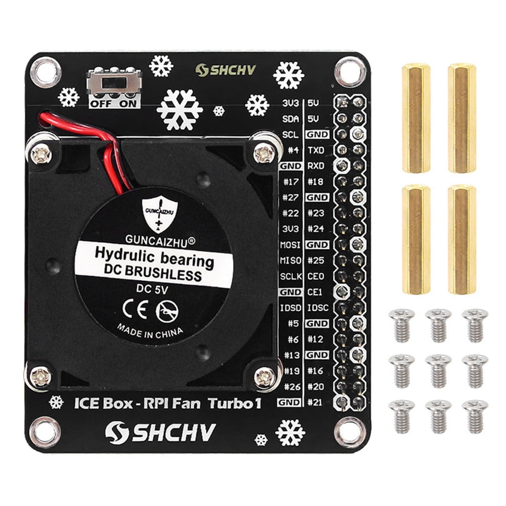 5V GPIO Cooling Fan with LED Light Mini Turbo Fan for Raspberry Pi 4B ...