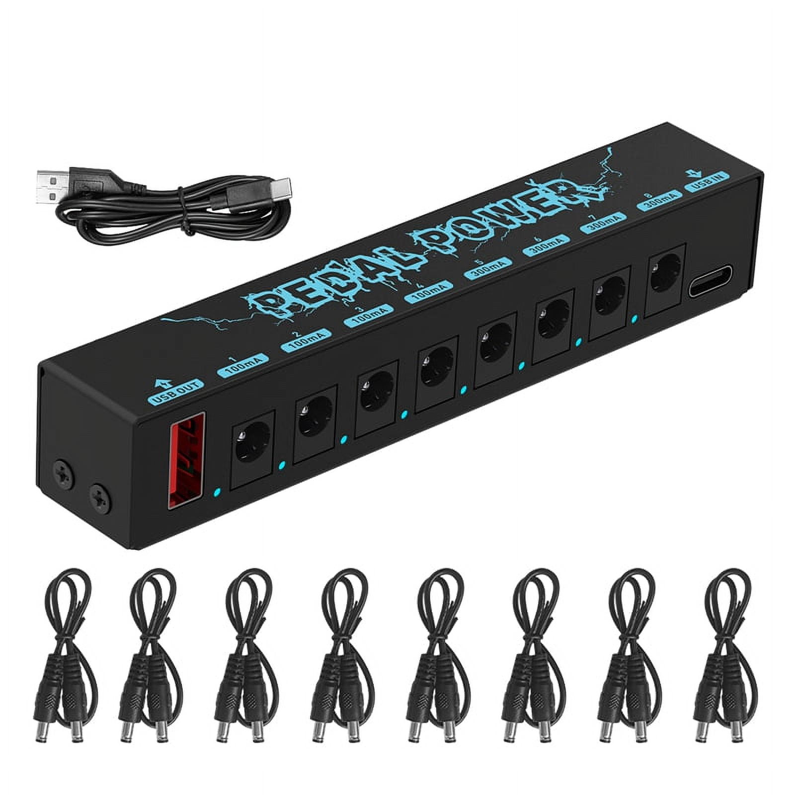 5V Guitar Pedals Power Supply with 8 Way Outputs Portable Pedalboard ...