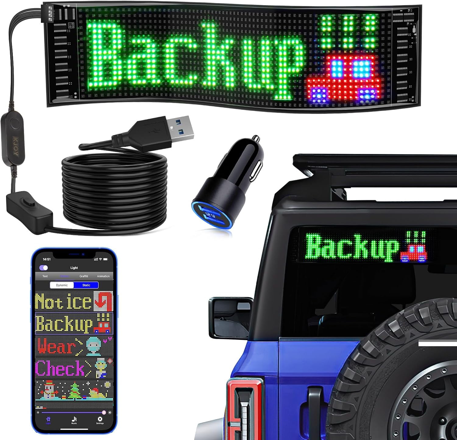 5V Sign, , App Control, Flexible, Programmable Custom Text Animation ...