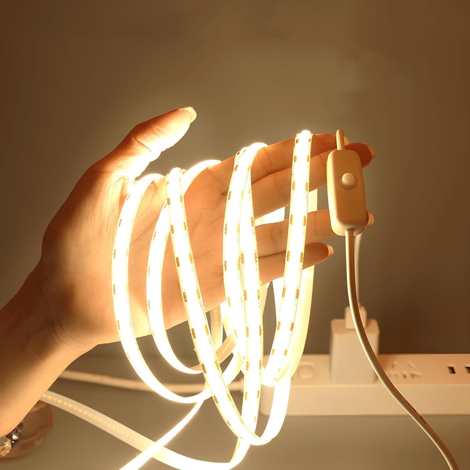 5V USB LED Cob Warm Strip Light 3000K Key Switch Bedroom 6.56ft LEDs ...