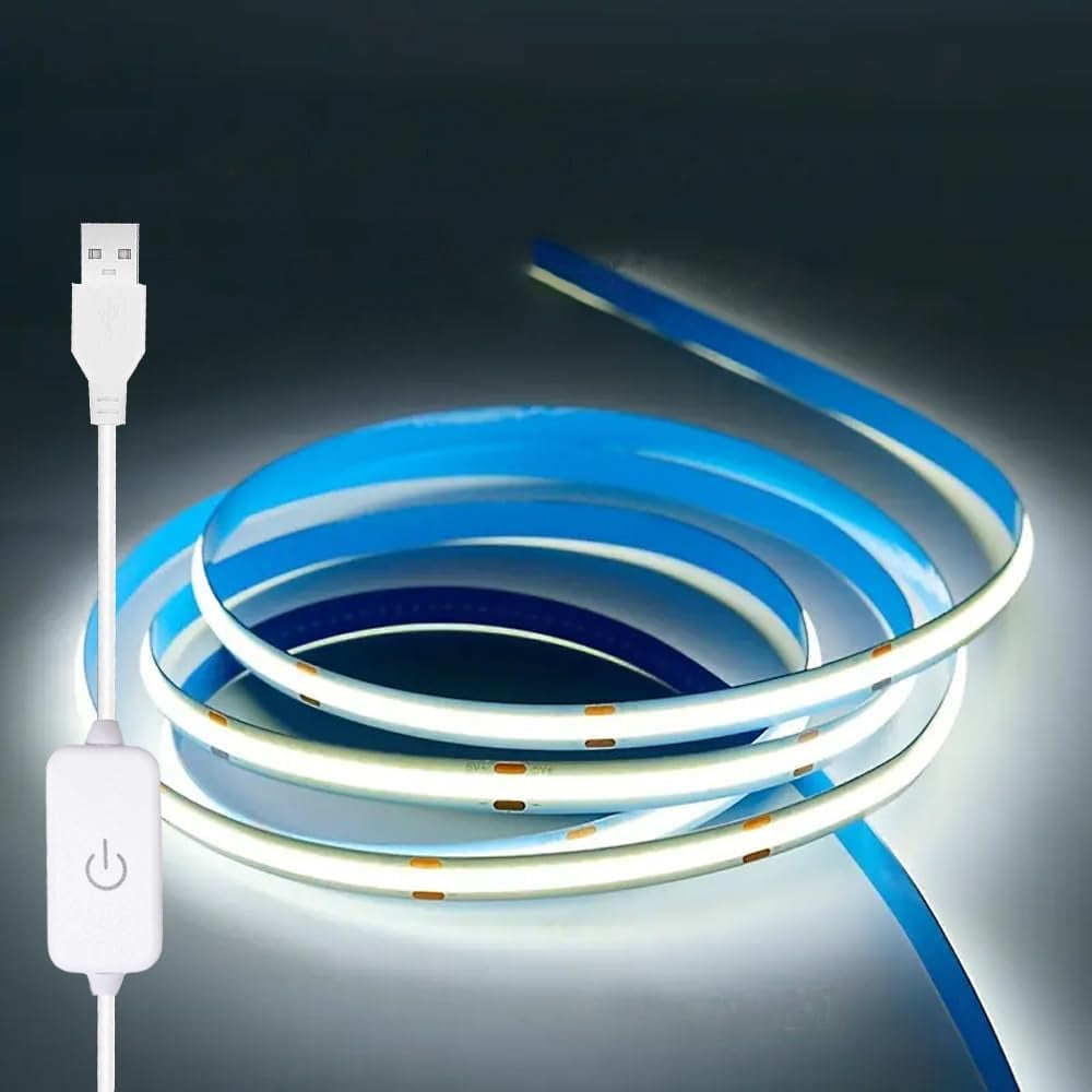 A 5V USB LED Light Strip, COB LED Strip Lights, White 5V LED Lights ...