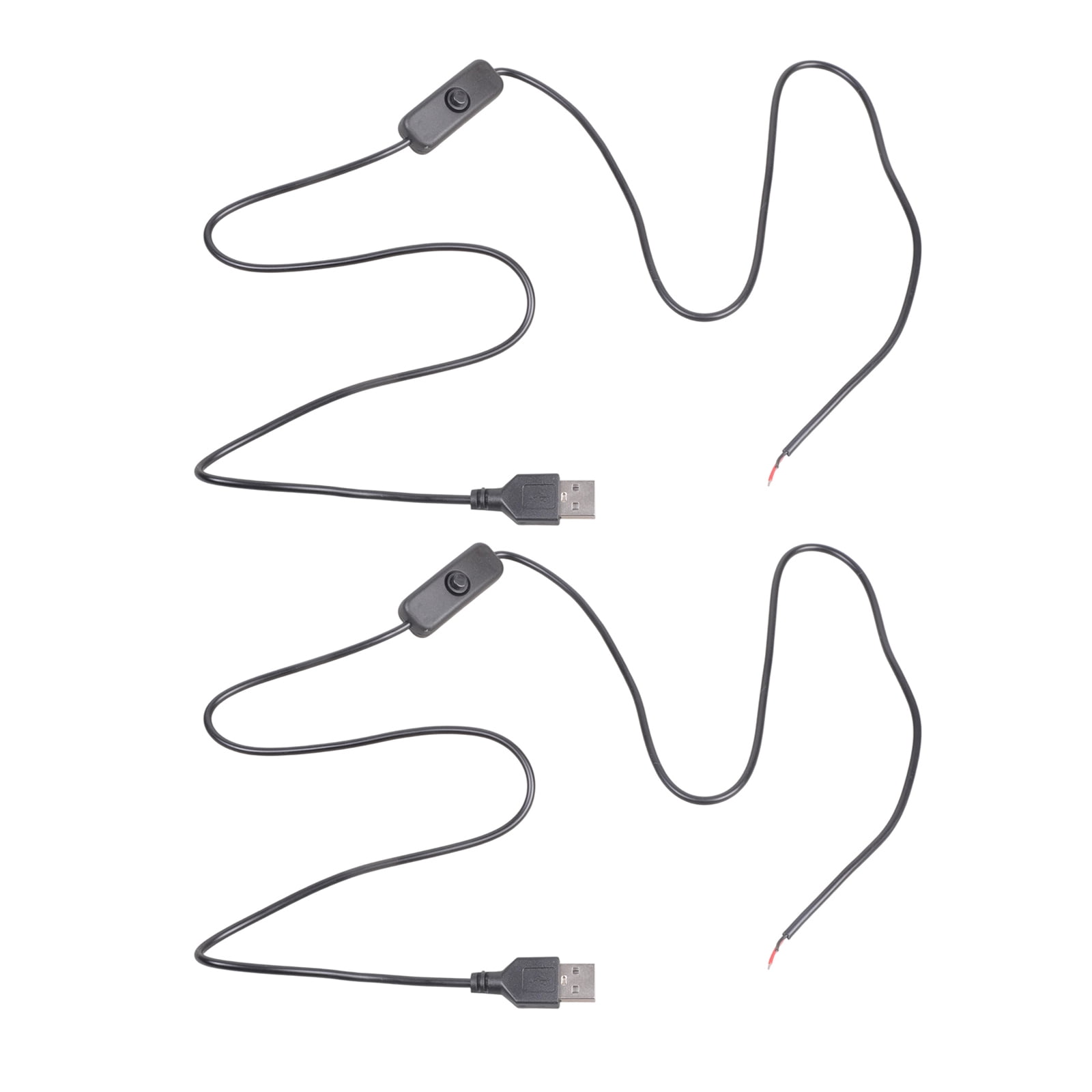 5V1A Switches Control Cable USB Male to 2 Pin Bare Ends Plastic Texture ...