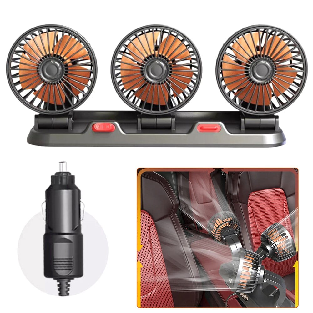 5VUSB 12V 24V 3 Heads Car Fan Portable Vehicle Truck Rotatable Auto Air ...