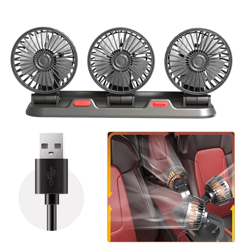 5Vusb 12V 24V 3 Heads Car Fan Portable Vehicle Truck Rotatable Auto Air ...