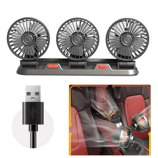 5Vusb 12V 24V 3 Heads Car Fan Portable Vehicle Truck Rotatable Auto Air ...