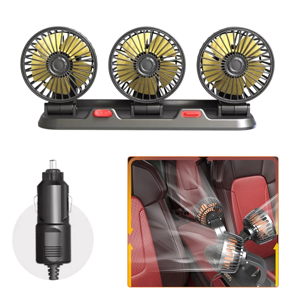 5VUSB 12V 24V 3 Heads Car Fan Portable Vehicle Truck Rotatable Auto Air ...