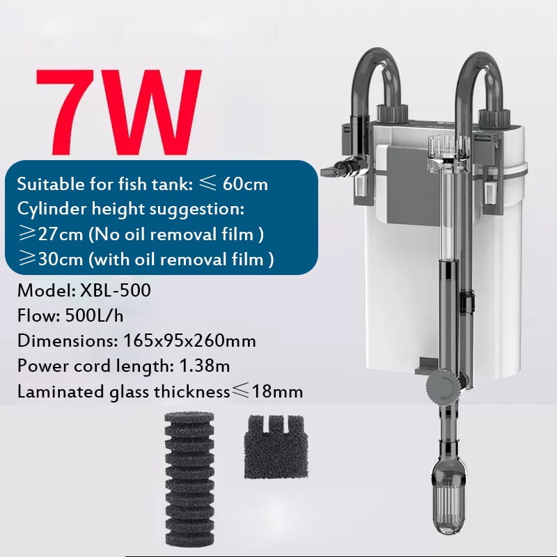 5W/7W Aquarium Wall Mounted Filter Barrel External Fish Tank Small ...
