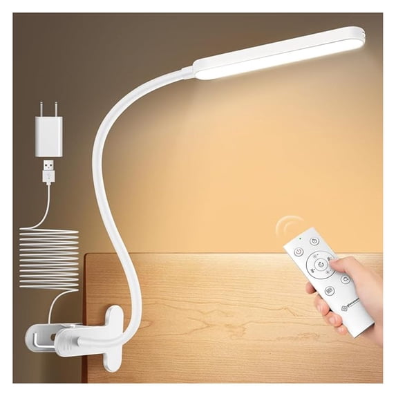 5W Clip On Reading Light, 38 LED Bed Lamp with 5 Colors & Brightness ...