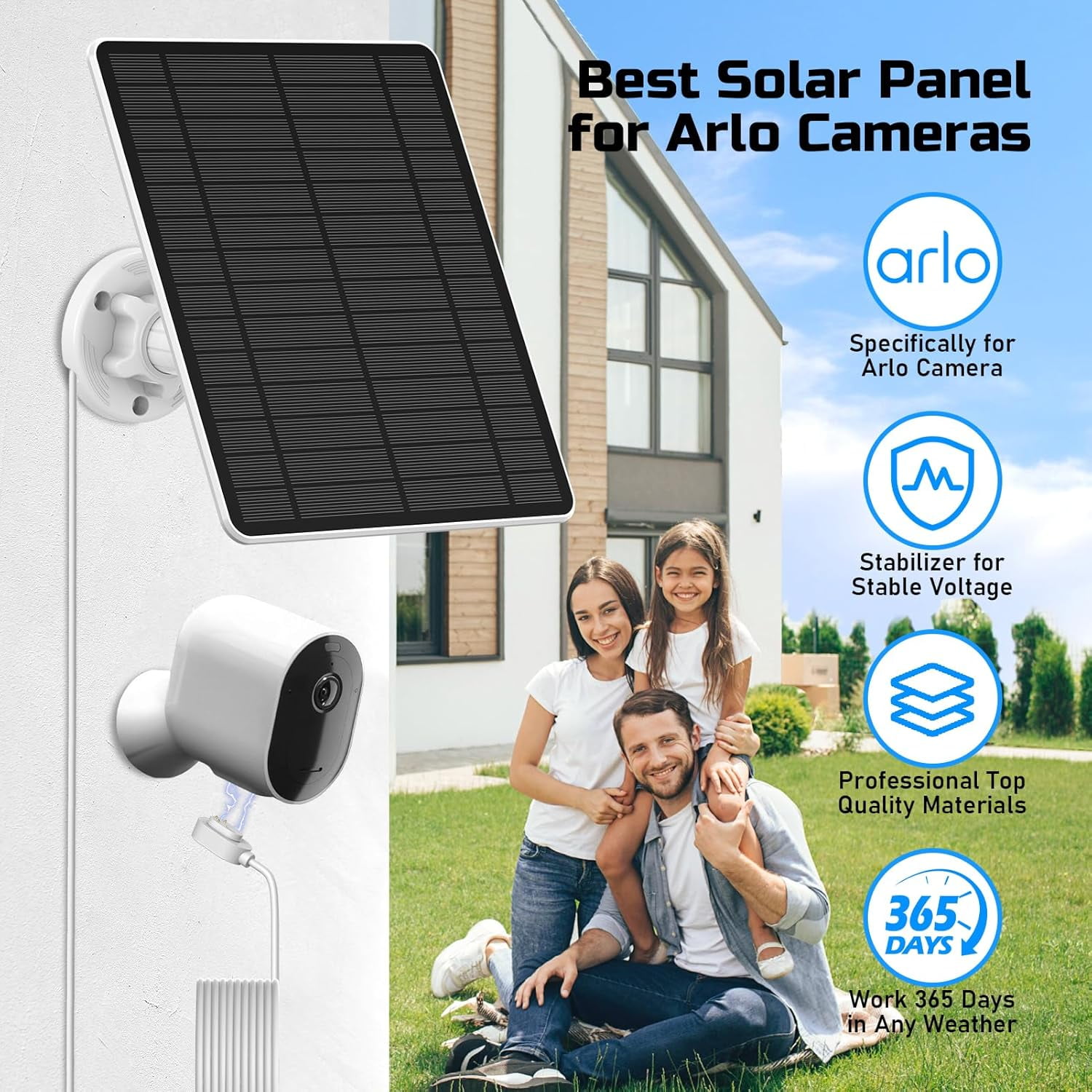 5W Panel Charger for Arlo Camera with Built-in Rechargeable Battery ...