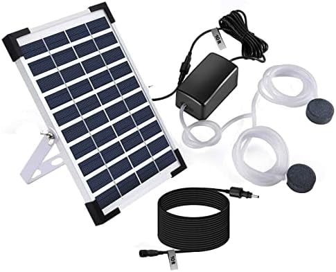 5W Solar Air Pump Bubbler for Fish Pond, 1 or 3 Days Air Output, 10 ft ...