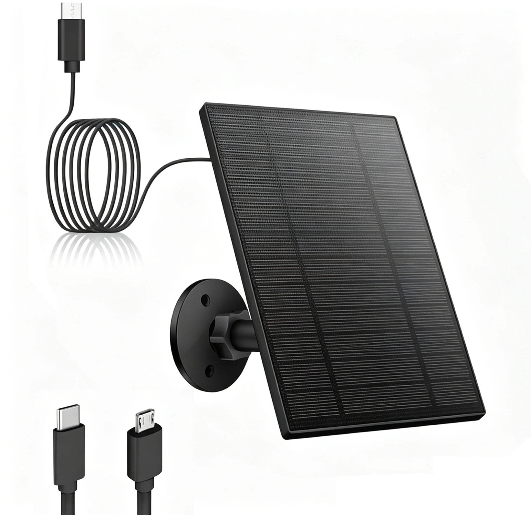 5W Solar Panel for DC 5V Security Cameras, Dual Micro USB & USB-C Ports ...