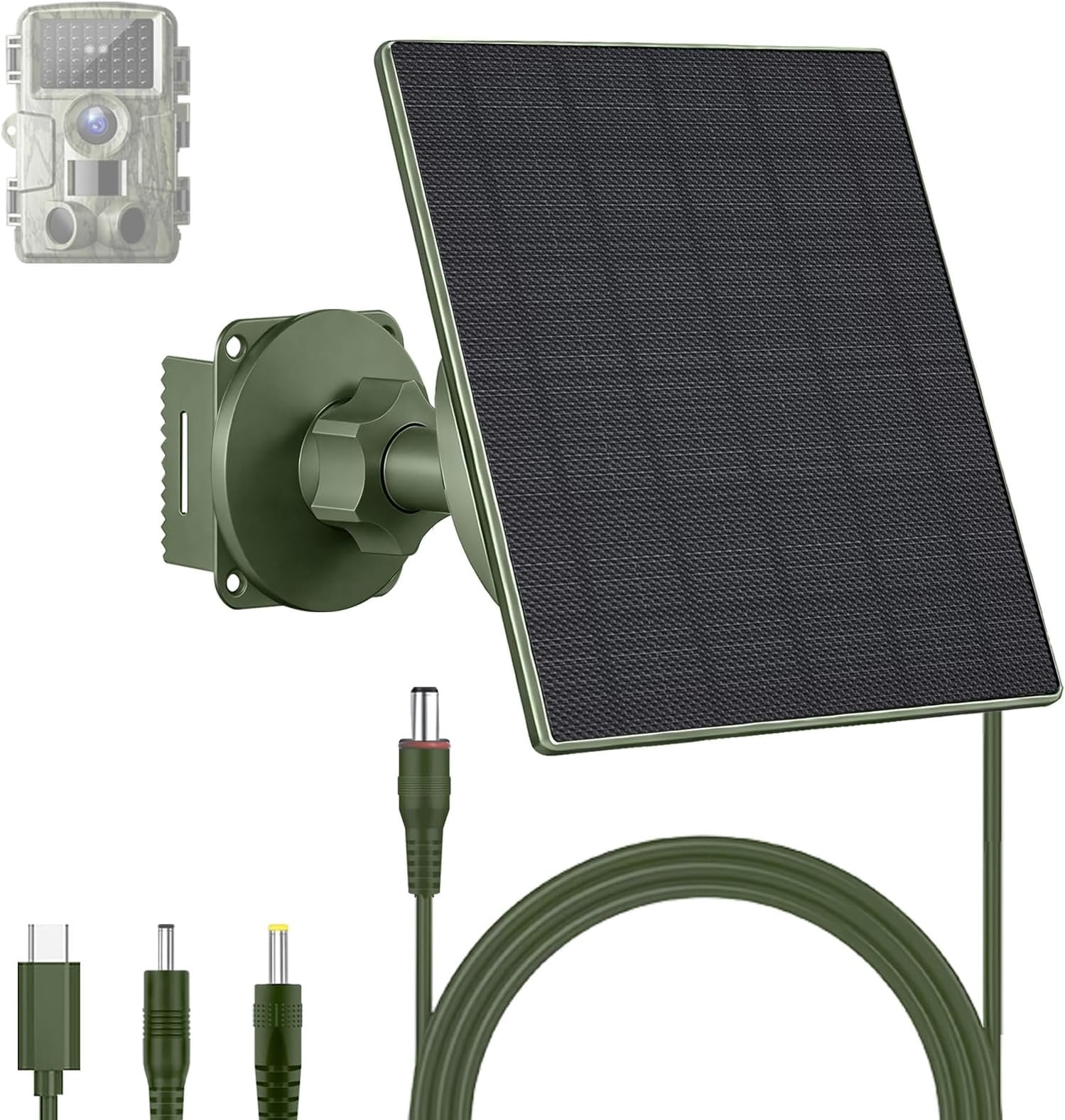 5W Solar Panel for Trail Cameras, DC & USB-C Solar Charger with 5200mAh ...