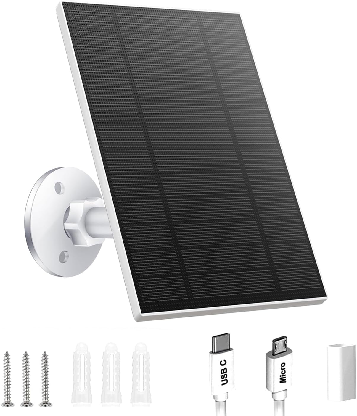 5W Solar Panels for Security Camera, Panel with Micro USB & USB-C Port ...