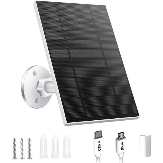 5W Solar Panels for Security Camera, Solar Panel with Micro USB & USB-C ...