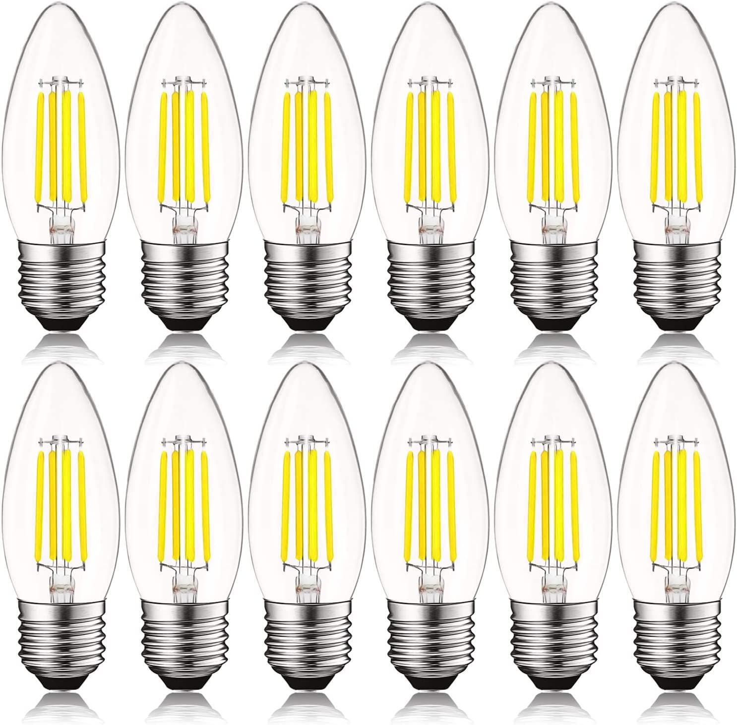 5W Vintage E26 Candelabra LED Bulb 60W Equivalent, 550 Lumen, 5000K ...