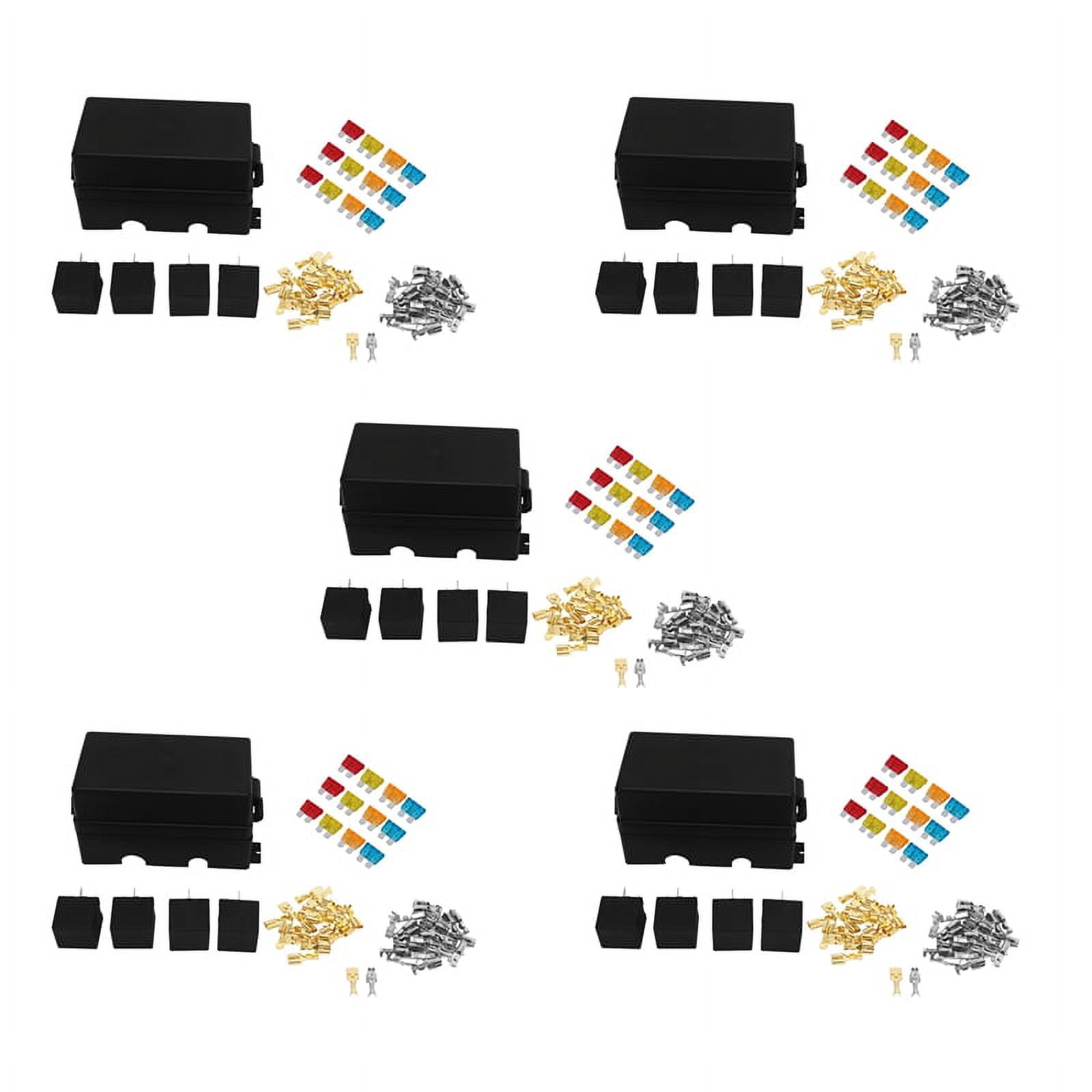 5X 12 Way Blade Fuse Holder Box with Spade Terminals and Fuse 4PCS 4Pin ...