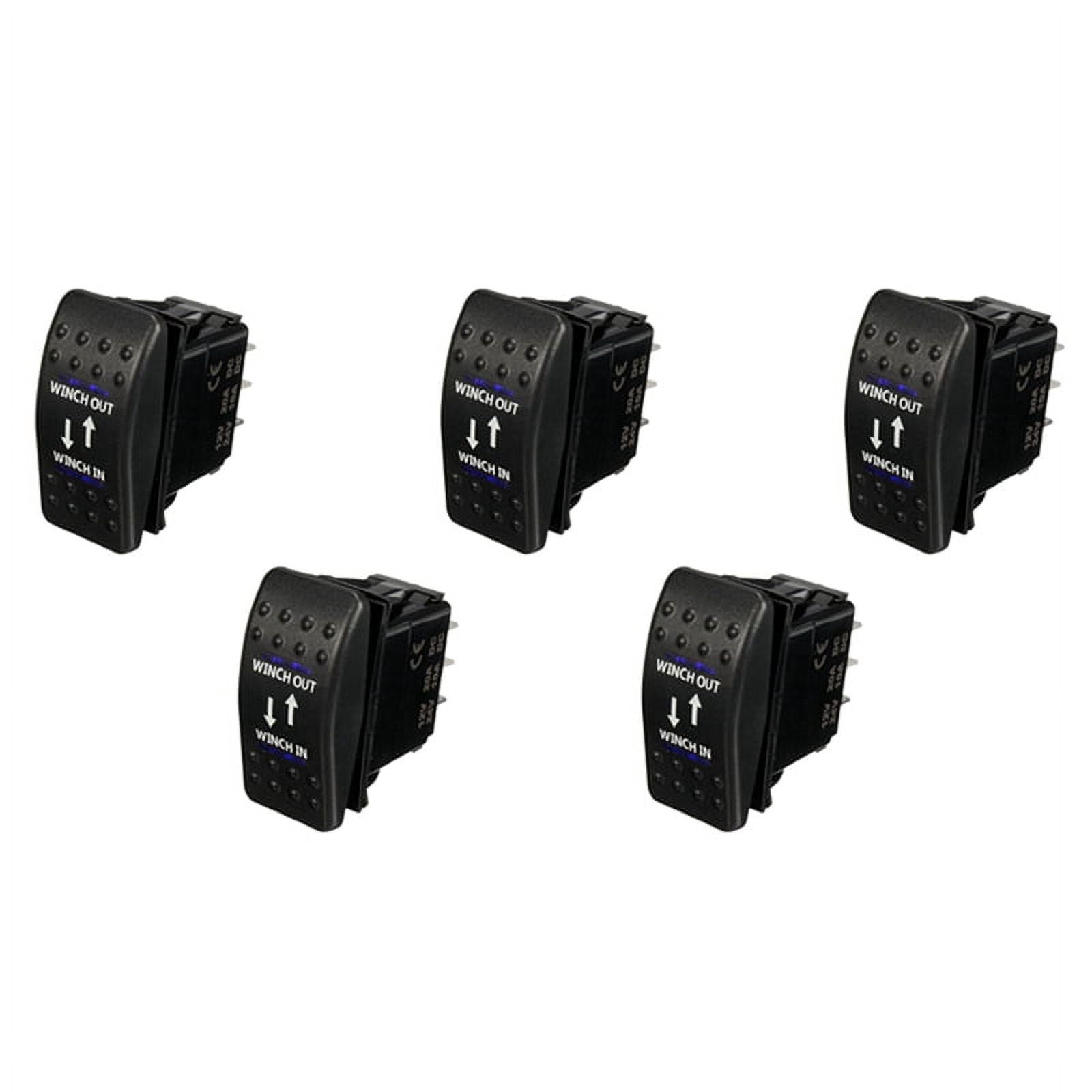 5X 12V 20A Winch in Winch Out ON-OFF-ON Rocker Switch 7 Pin LED Blue ...