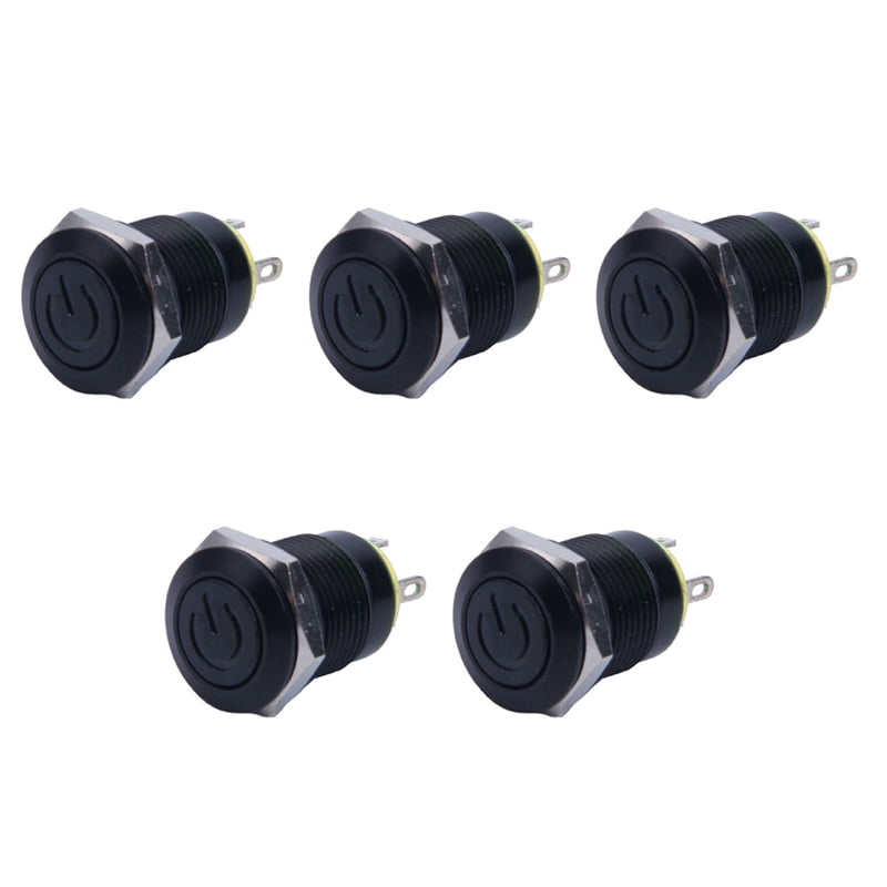 5X 12V 2A 9.5mm LED Metal Cap Power Momentary Push Button Switch Car ...