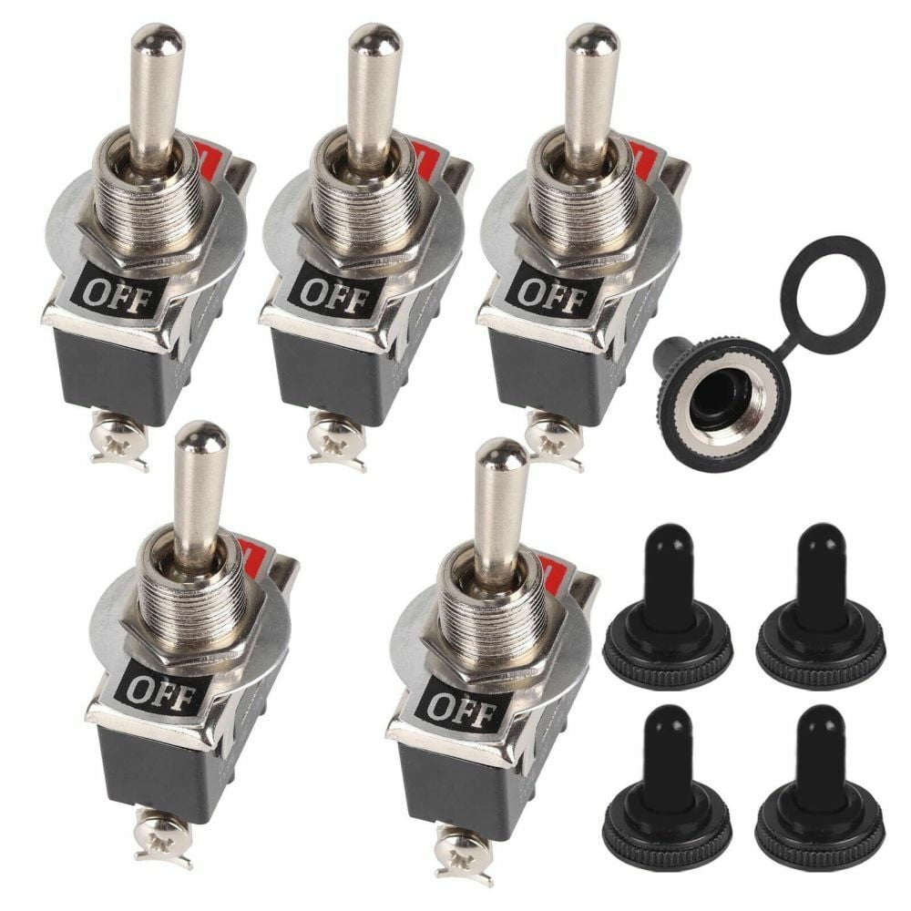 5X 12V SPST Solid Metal Toggle Switch on/off Single Pole for Marine ...