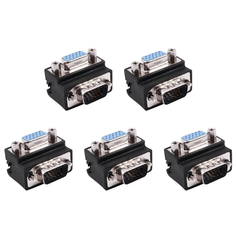 5X 15-Pin VGA Male to Female M/F Right Angle Adapter - Walmart.com