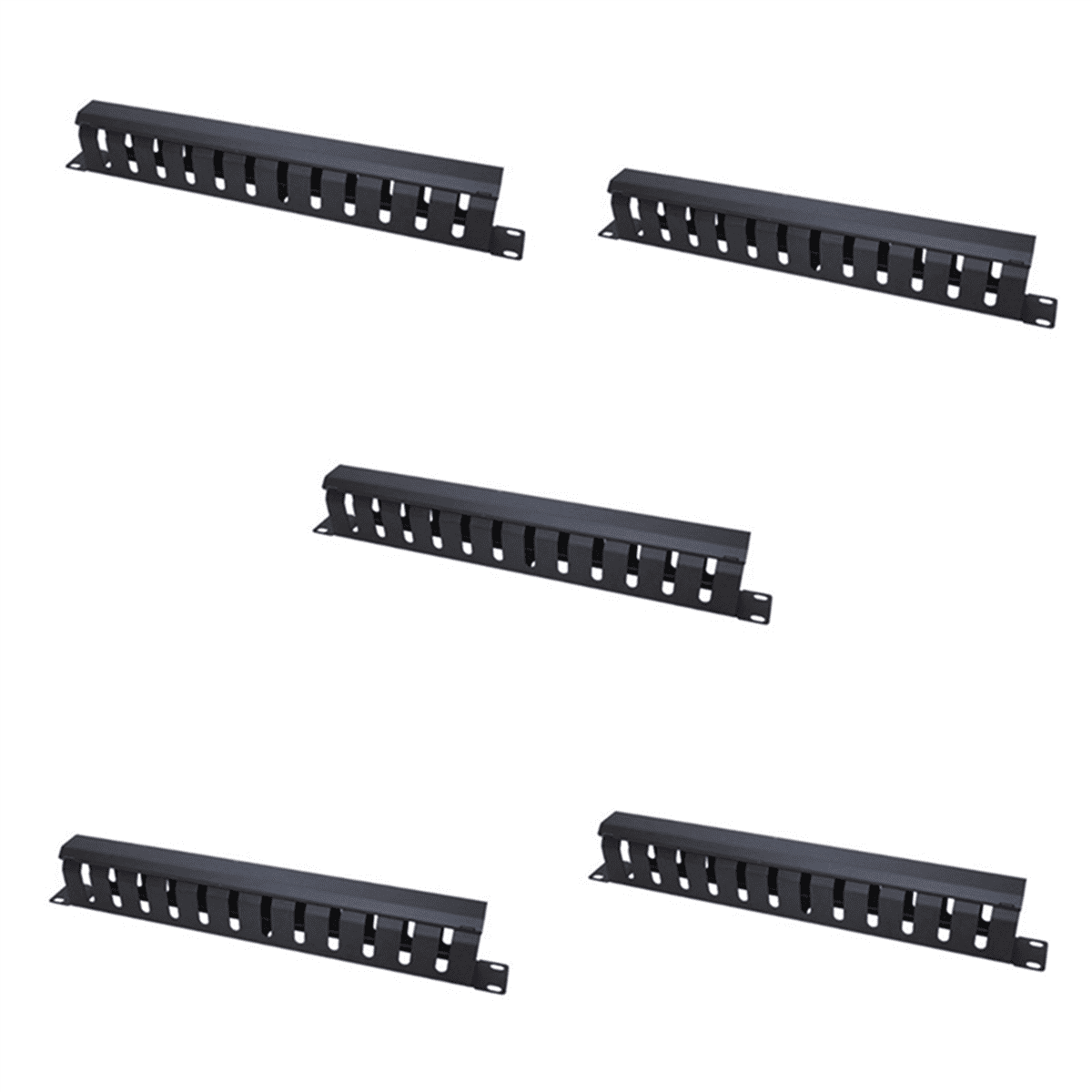5X 1U Horizontal Mount 19 Inch Server Rack , 12 Slot Metal Finger Duct ...