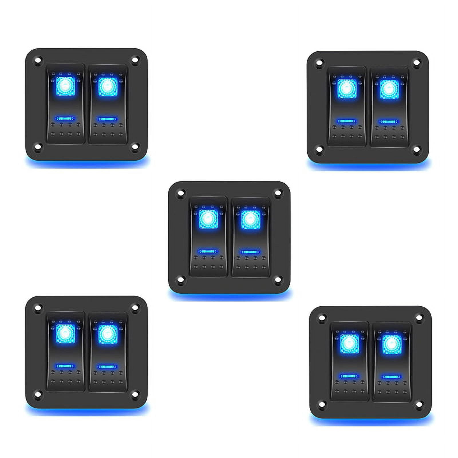 5X 2 Gang Rocker Switch Panel 5Pin On Off Pre-Wired Rocker Switch ...