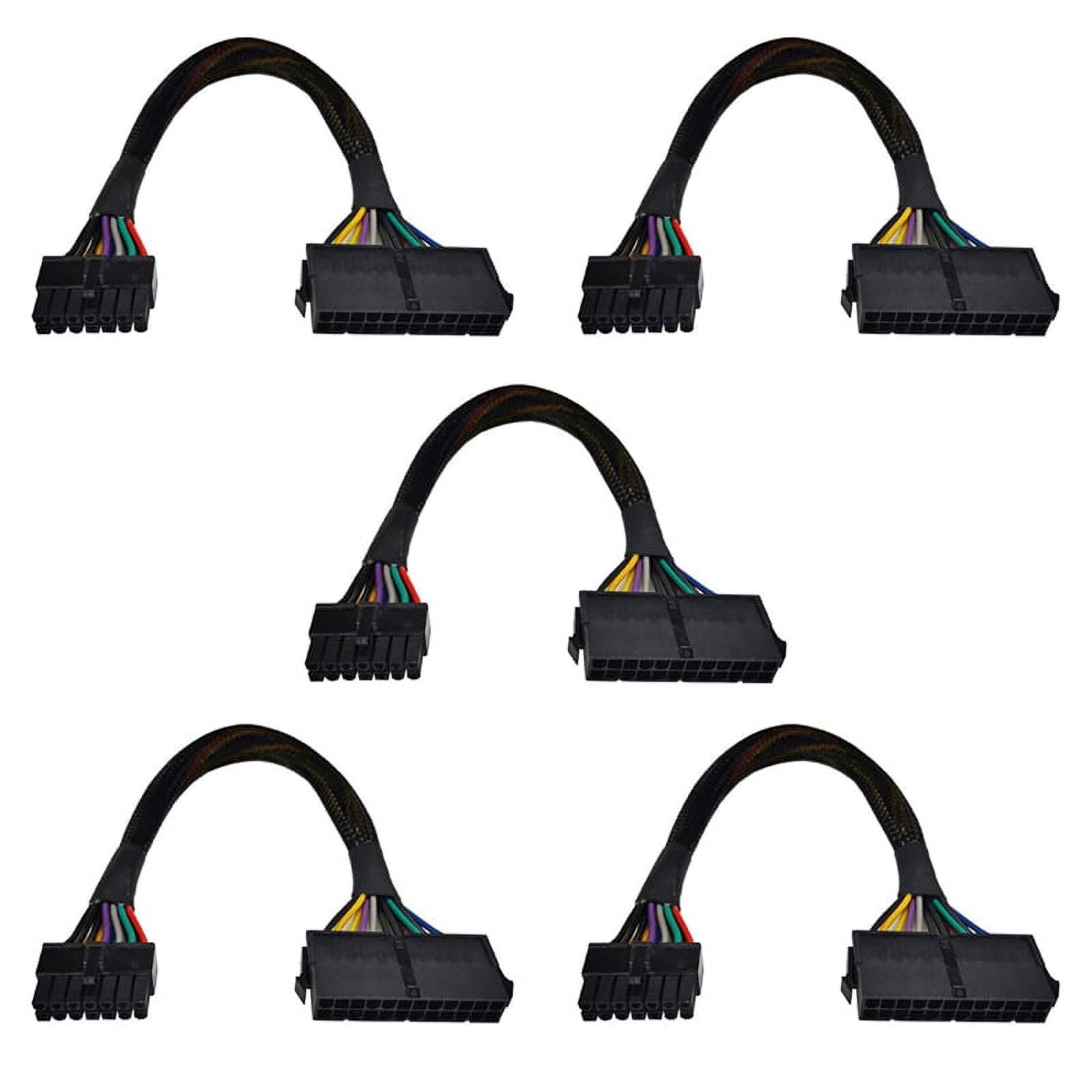 5X 24 Pin to 14 Pin ATX PSU Main Power Adapter Braided Sleeved Cable ...