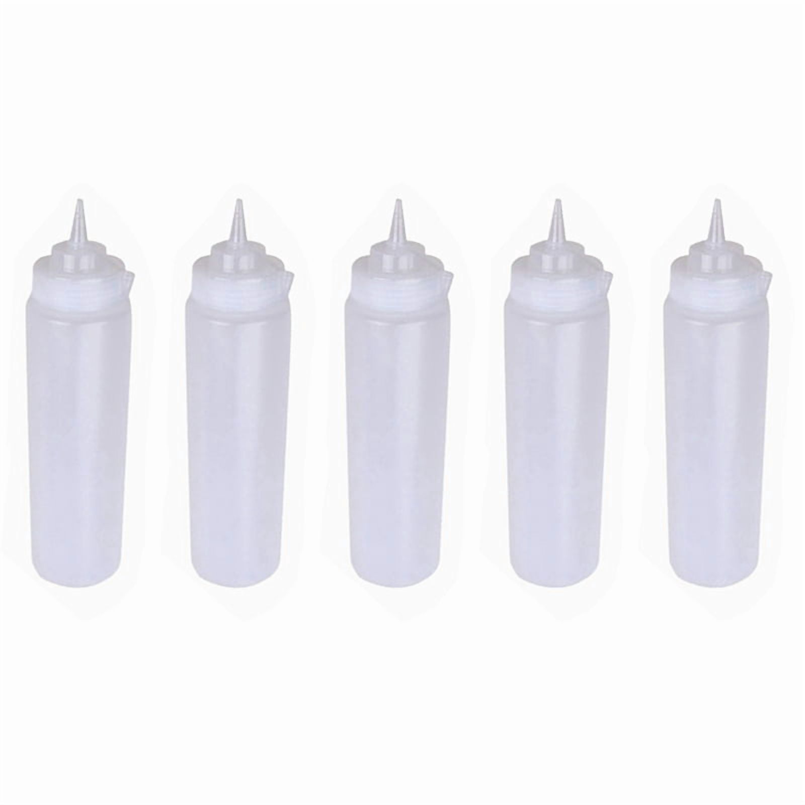 5X 250ml White Transparent Plastic Sauce Squeeze Bottle Dispenser with ...