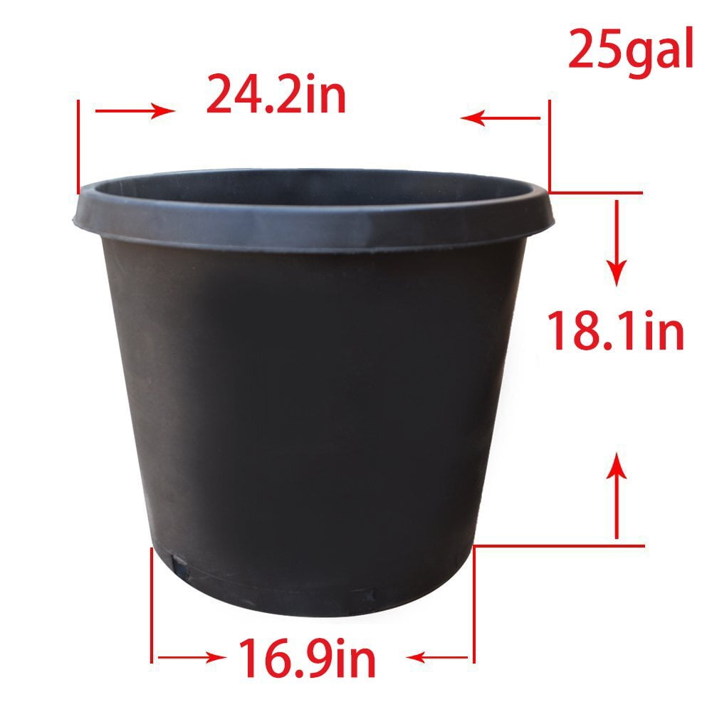 5X 25gallon Black Plastic Heavy Duty Pot Premium Nursery Plant ...
