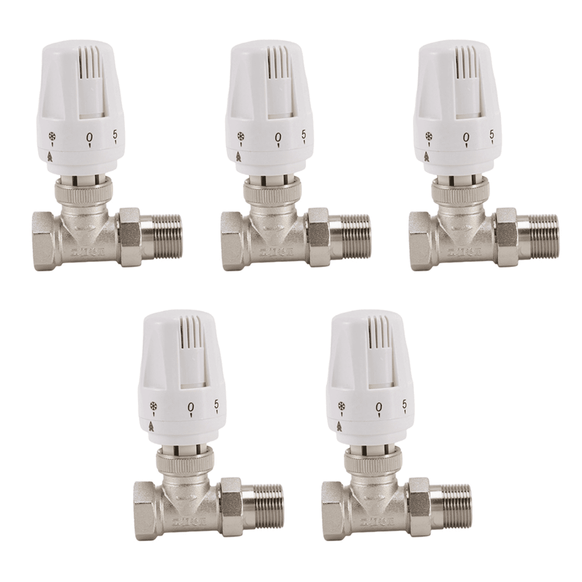 5X 3/4Inch Brass Thermostatic Radiator Valve Straight Type DN20 Automatic Temperature Control ...