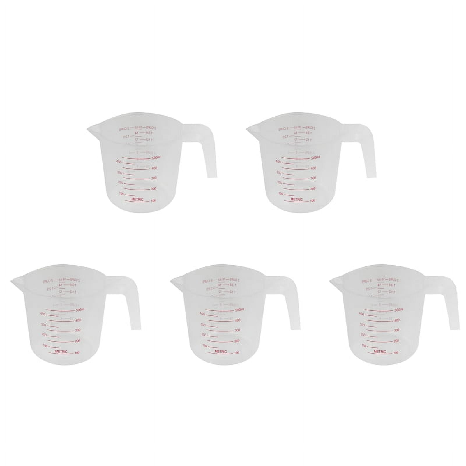 5X 500ml Home Lab Measuring Jug Pitcher Plastic Handle Pour Spout ...