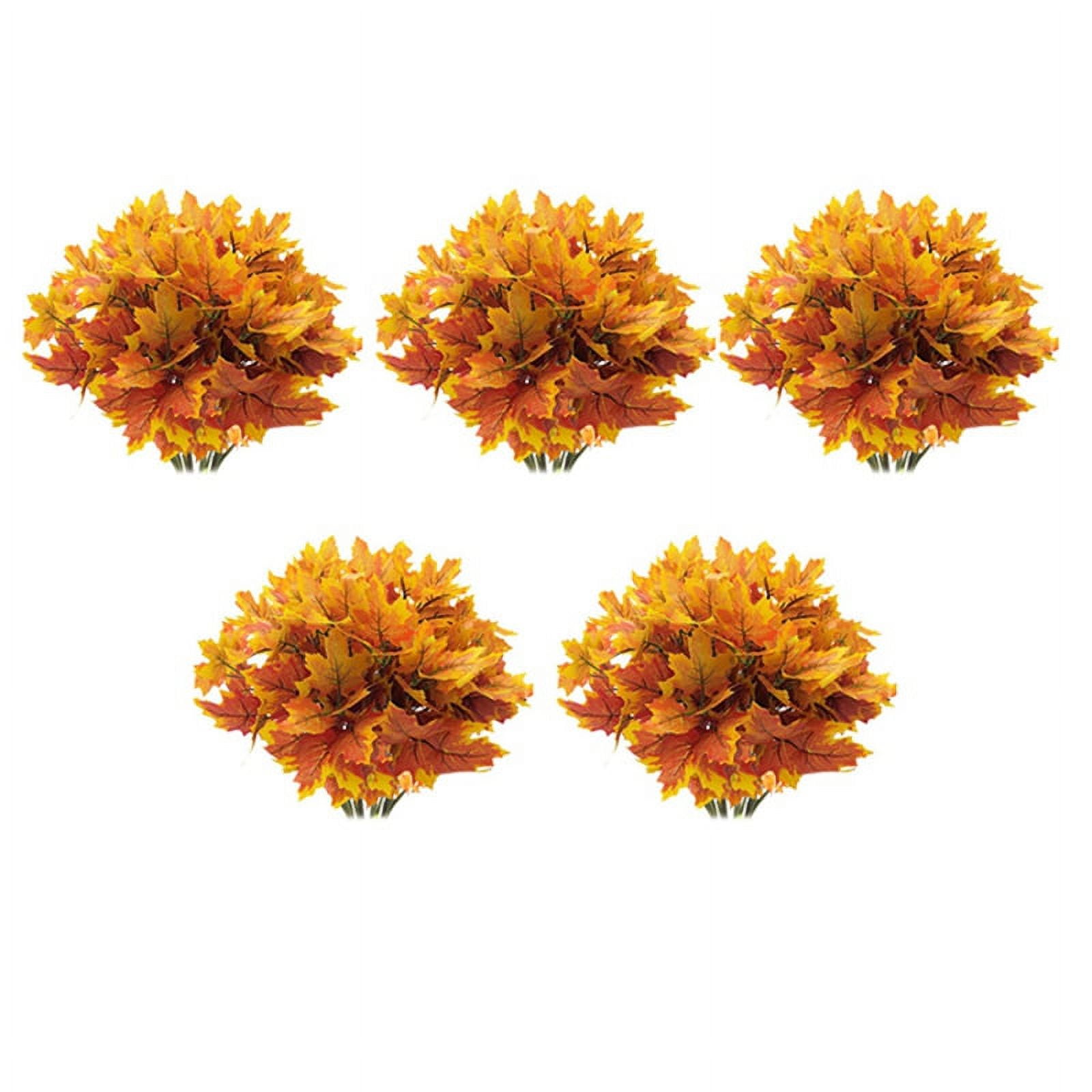 5X Artificial Maple Leaves Branches Autumn Leaves 5 Bundles Fall ...