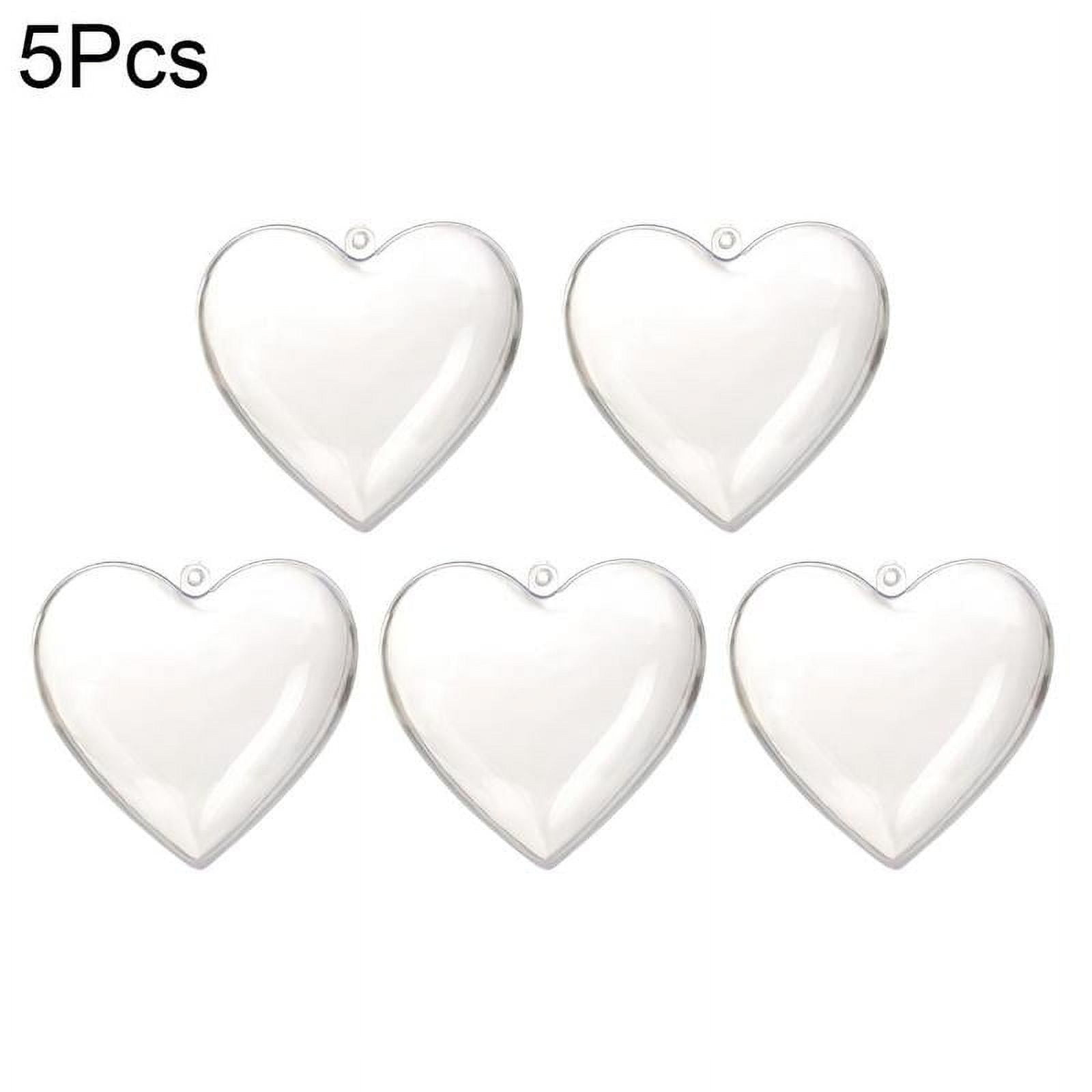 5x Clear Fillable Heart Baubles Plastic Wedding Favours Decoration 8cm
