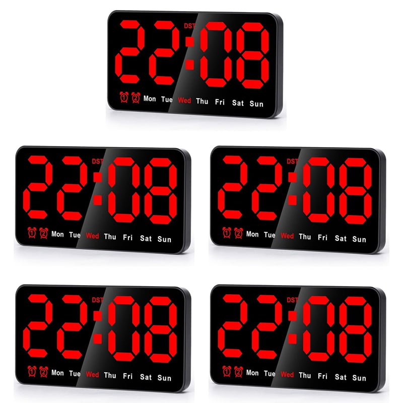 5X Digital Wall Clock, 9Inch LED Digital Clock Large Display with 12 ...