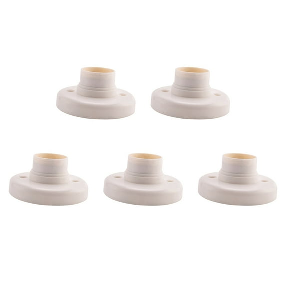 5X E27 Round Plastic Base Screw Light Bulb Lamp Socket Holder White ...