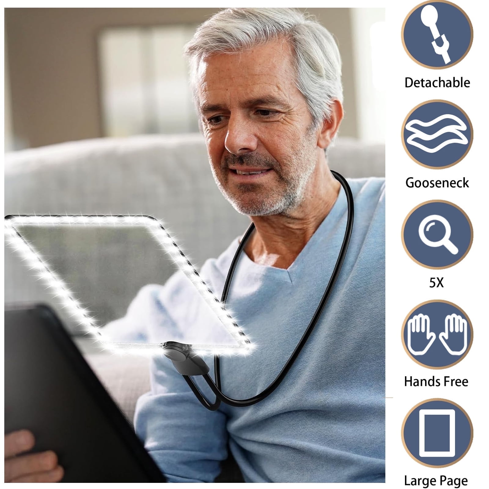 5X Magnifying Glass with Gooseneck Clip On, Cross Stitch Magnifier with ...